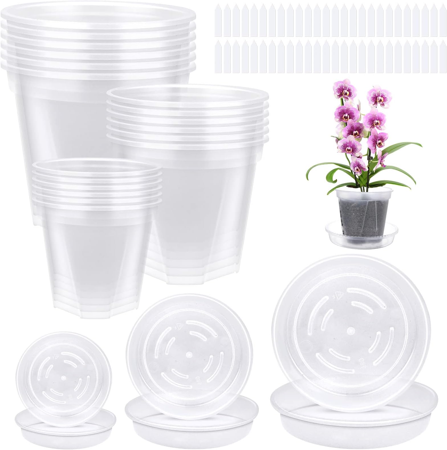 Amazon.com: Ioffersuper 18-Pack Nursery Pots Clear Pots with 18 Tray, 4 ...