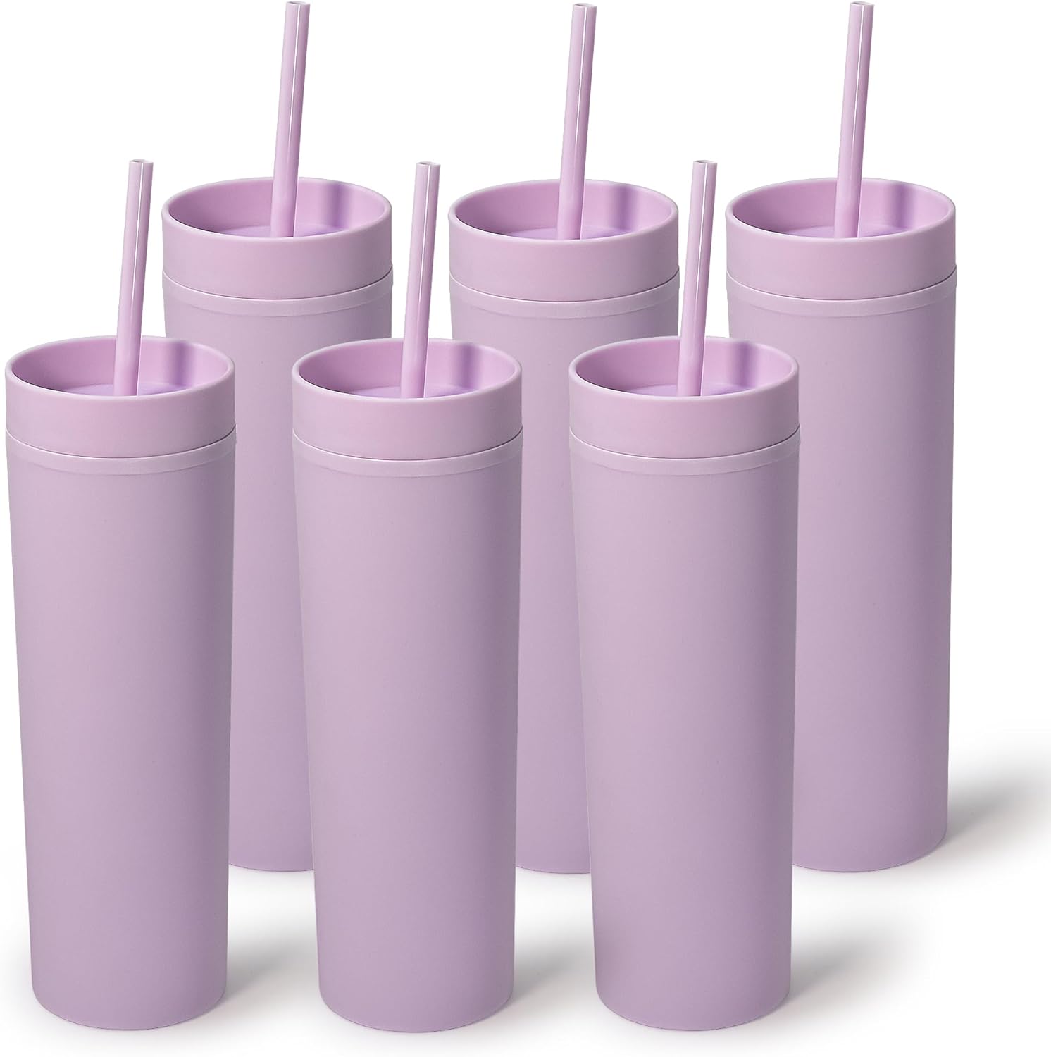 Amazon.com | sweet grain Skinny Tumblers with Lids and Straws(6 Pack ...