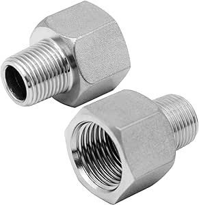 Beduan Stainless Steel NPT Reducer Adapter 1 Female to 1/2 Male Threaded Reducing Pipe Fittings ...