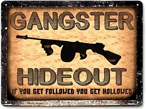 Amazon.com: Mancave Gangster metal sign Mobster Tommy gun/Hideout wall ...
