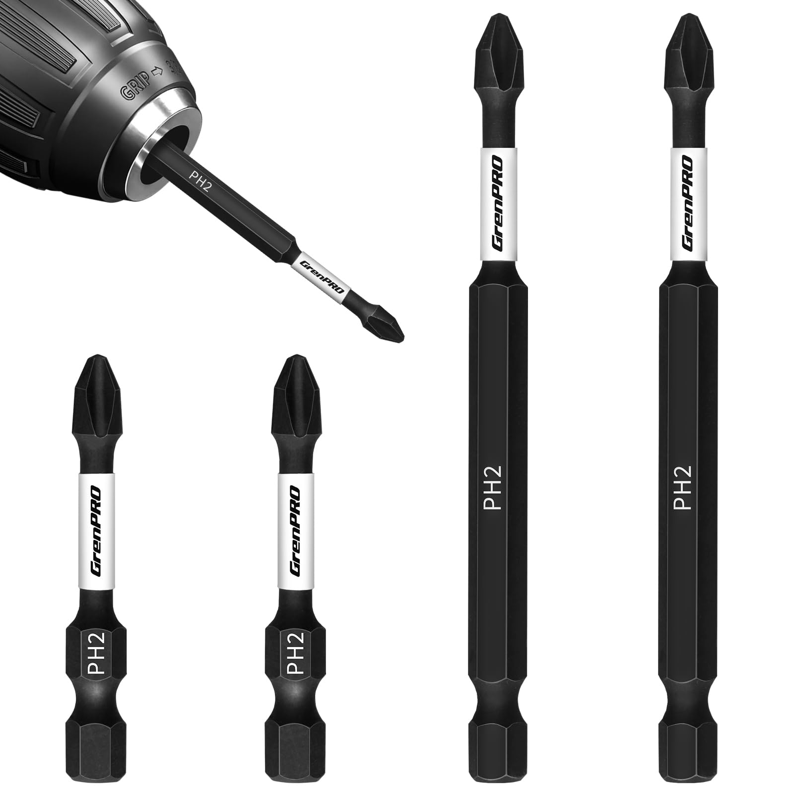 Amazon.com: GRENPRO Screwdriving Power Bits PH2-2IN+3.5IN*4pcs Magnetic ...