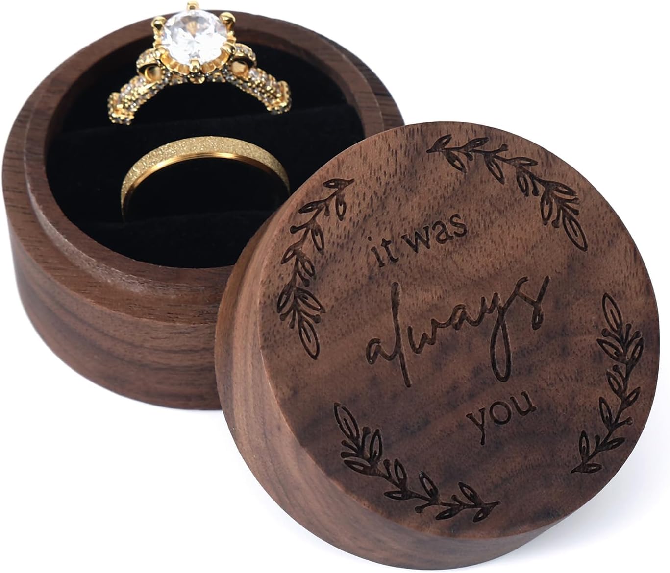 Amazon.com: Drnilui Ring Box, Wooden Ring Box for Wedding Ceremony Ring ...