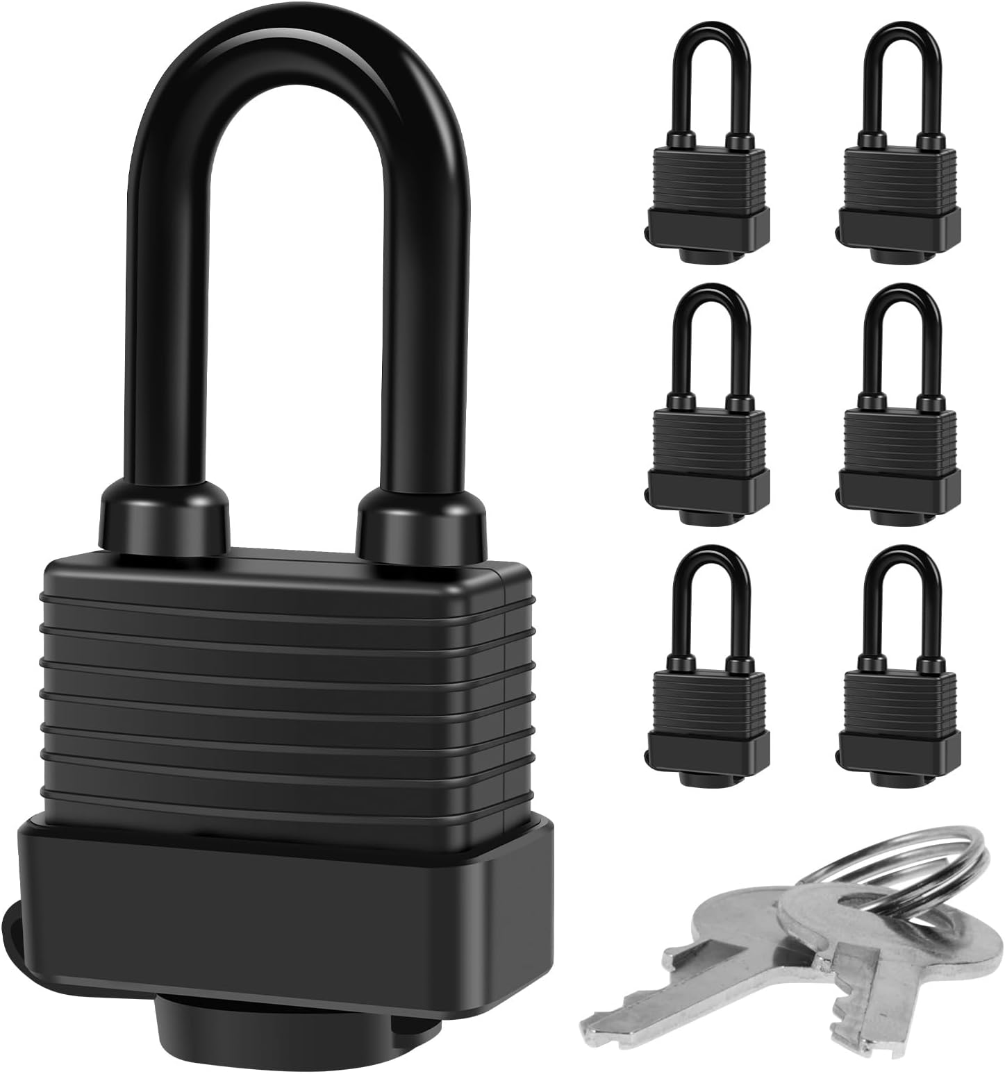 FIGODE® Outdoor Waterproof Padlock, Covered Heavy Duty Laminated Steel ...