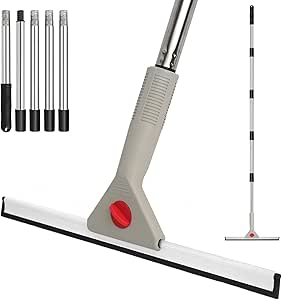Amazon.com: Floor Squeegee Scrubber for Window and Tile Cleaning, 60'' Long Handle Window ...