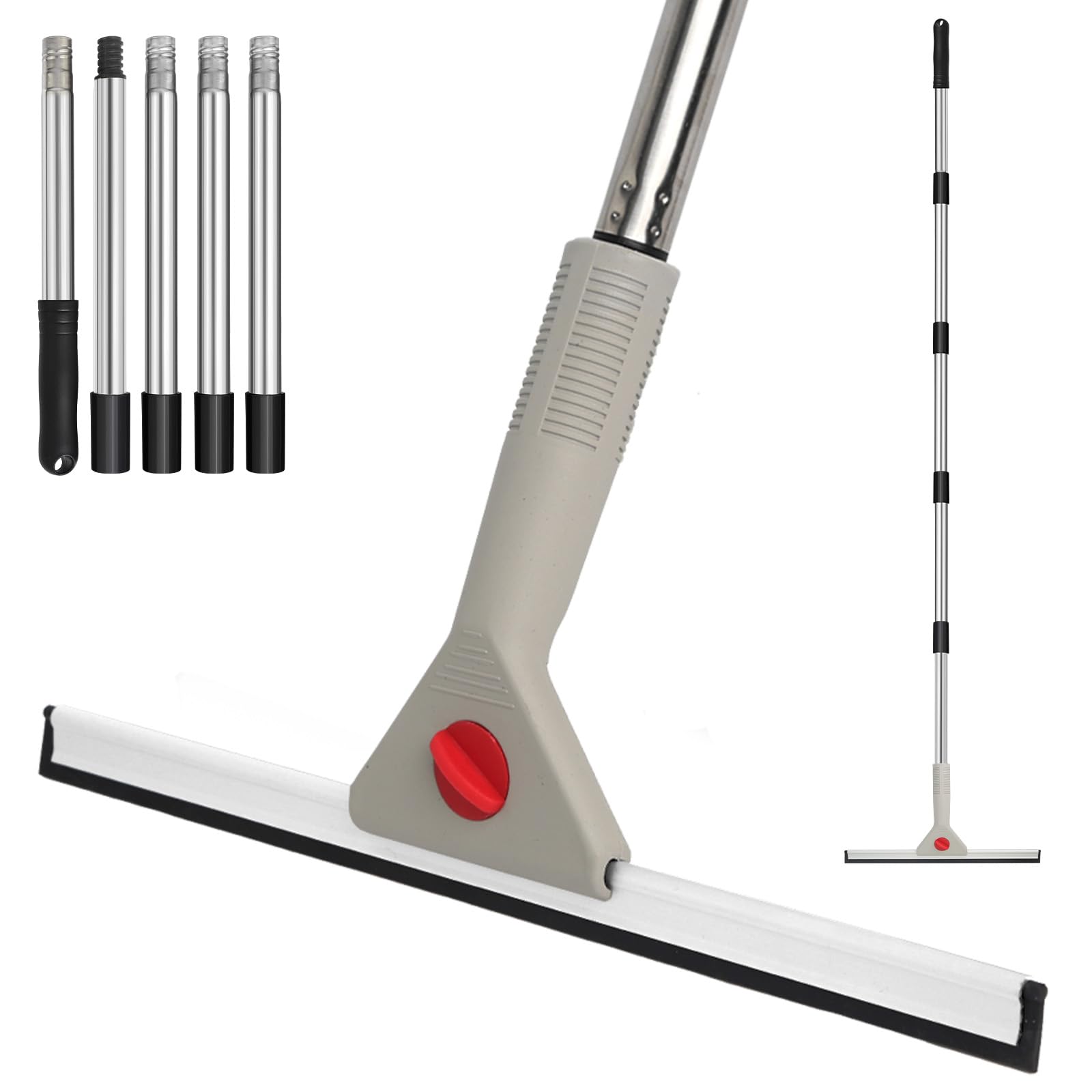 Amazon.com: Floor Squeegee Scrubber for Window and Tile Cleaning, 60'' Long Handle Window ...