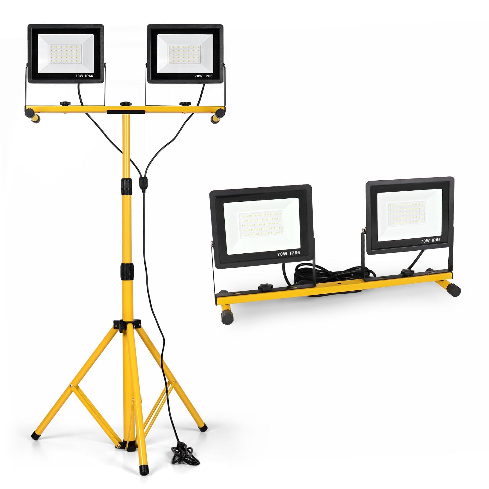 DNTGR 22000 Lumen Work Lights with Stand, 3 Adjustable Head LED Work ...