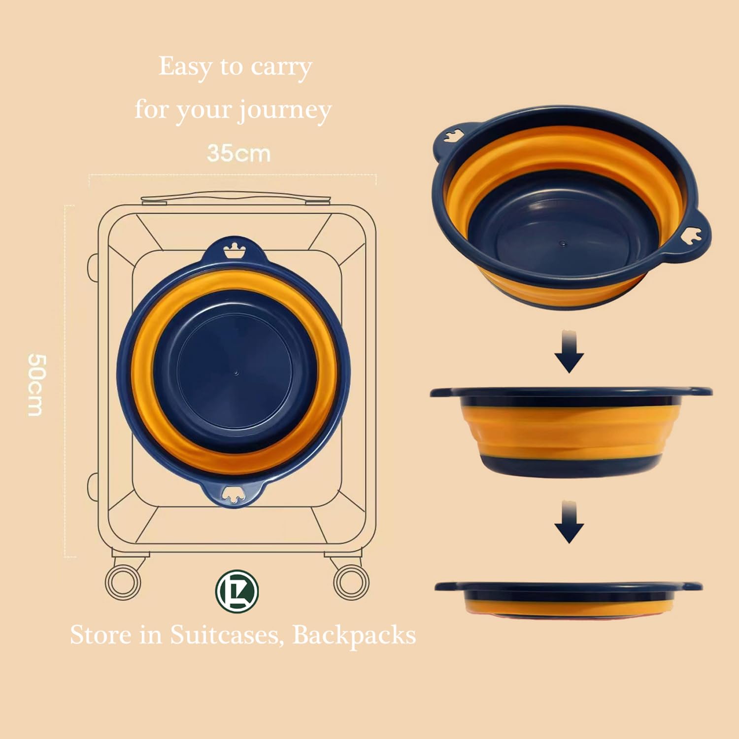 Round Folding Hand Wash Basin,Collapsible Washing Up Bowl Portable ...