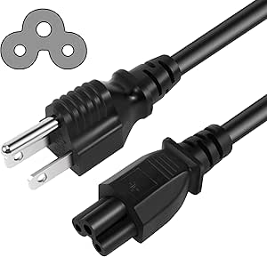 Amazon.com: 3 Prong AC Laptop Power Cord 25 Feet, NEMA 5-15P to C5 ...
