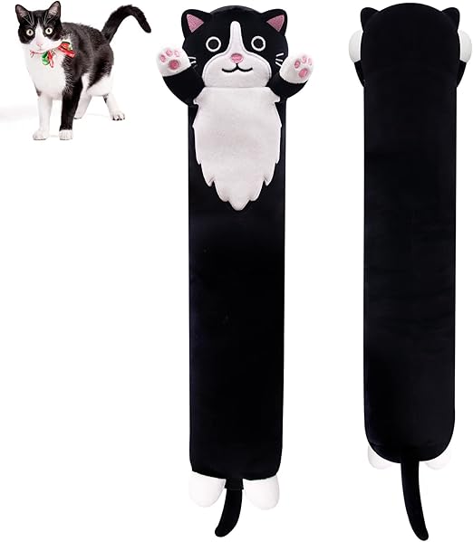 Long Cat Plush Black Body Toy, Cute Stuffed Animal Plushie, Soft Kawaii ...