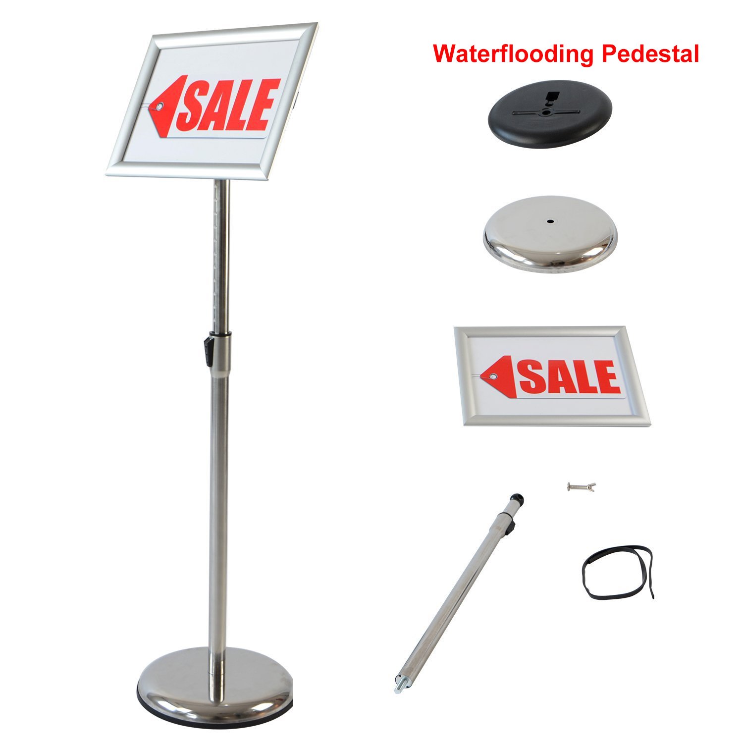 T-SIGN Adjustable Pedestal Poster Stand Aluminum Snap Open Frame for 11 ...