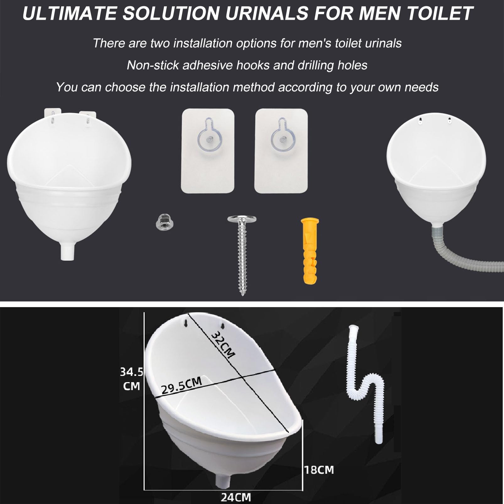 Incinerator Toilet Men Plastic Urinal - Wall-Mounted Waterless Diverter ...