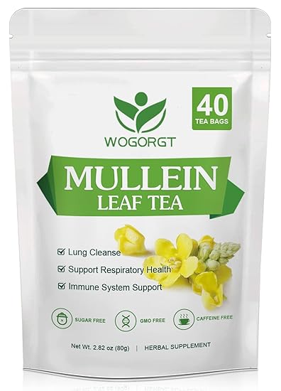 Amazon.com : Mullein Tea Bags - Natural Mullein Leaf Tea for Lungs ...