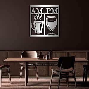 Amazon.com: Sungang Metal Wall Art, Am Coffee Pm Wine Wall Art, Bar ...