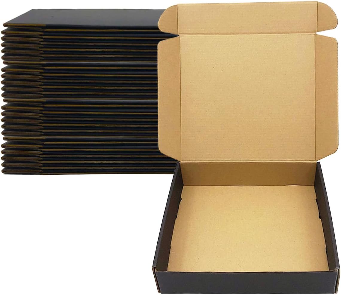 Amazon.com: Livejun 24 Pack 9x8x2 Inches Black Shipping Boxes，3 Layers ...