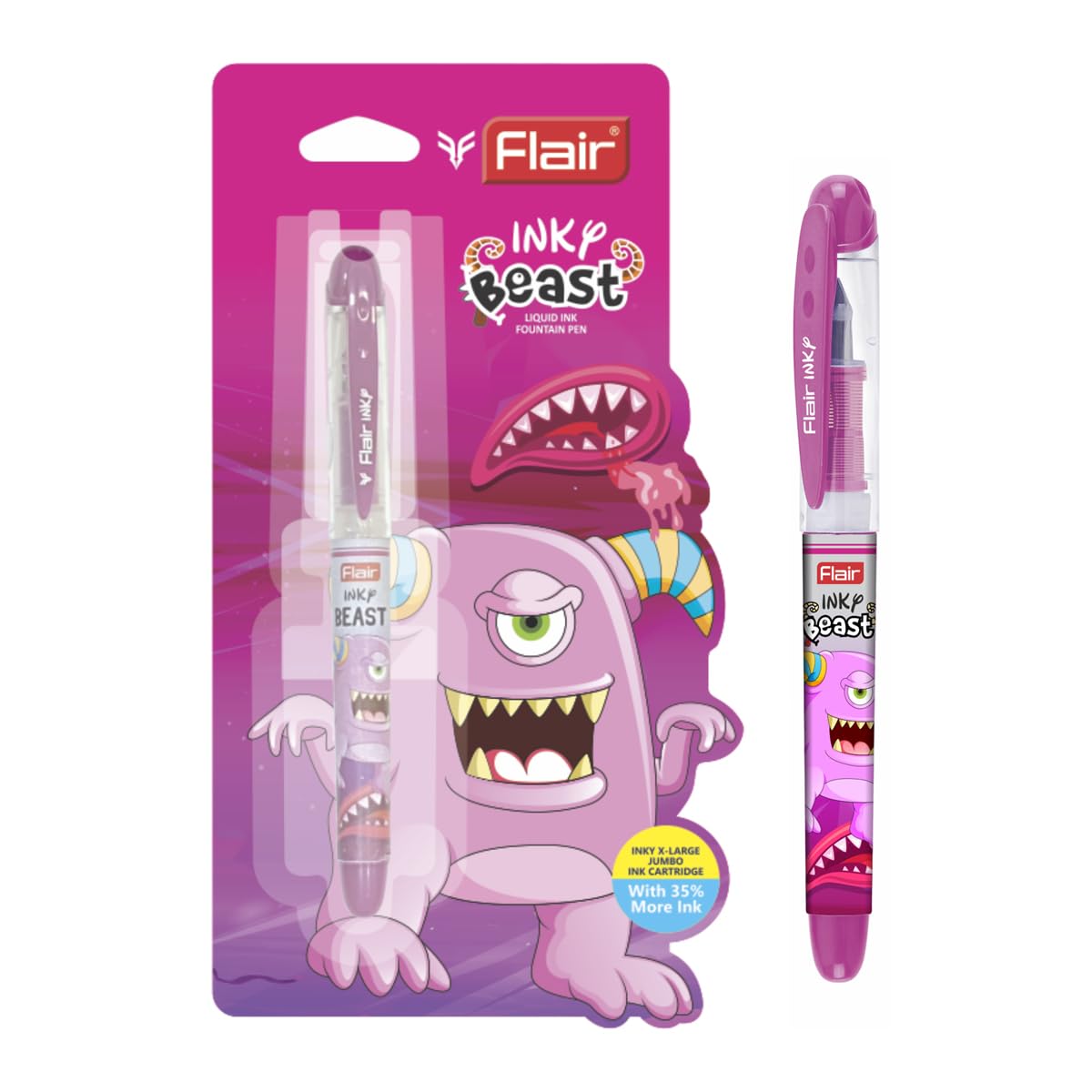 FLAIR Inky Series Beast Liquid Ink Fountain Pen Blister Pack | Free 2 Pieces X-Large Jumbo ...