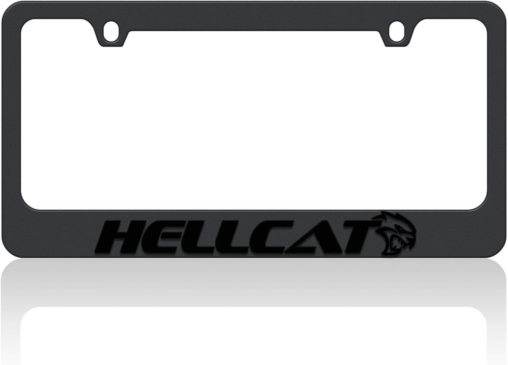 Amazon.com: Dodge SRT Hellcat Logo Blackout License Plate Frame ...