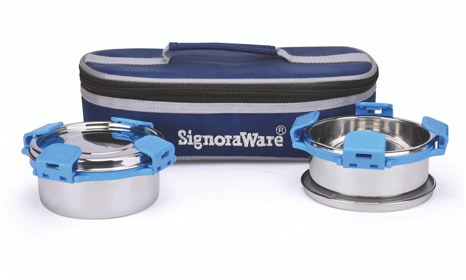Buy SignoraWare 350ml+350ml All Steel Midday Lunch Box with Bag, Food ...