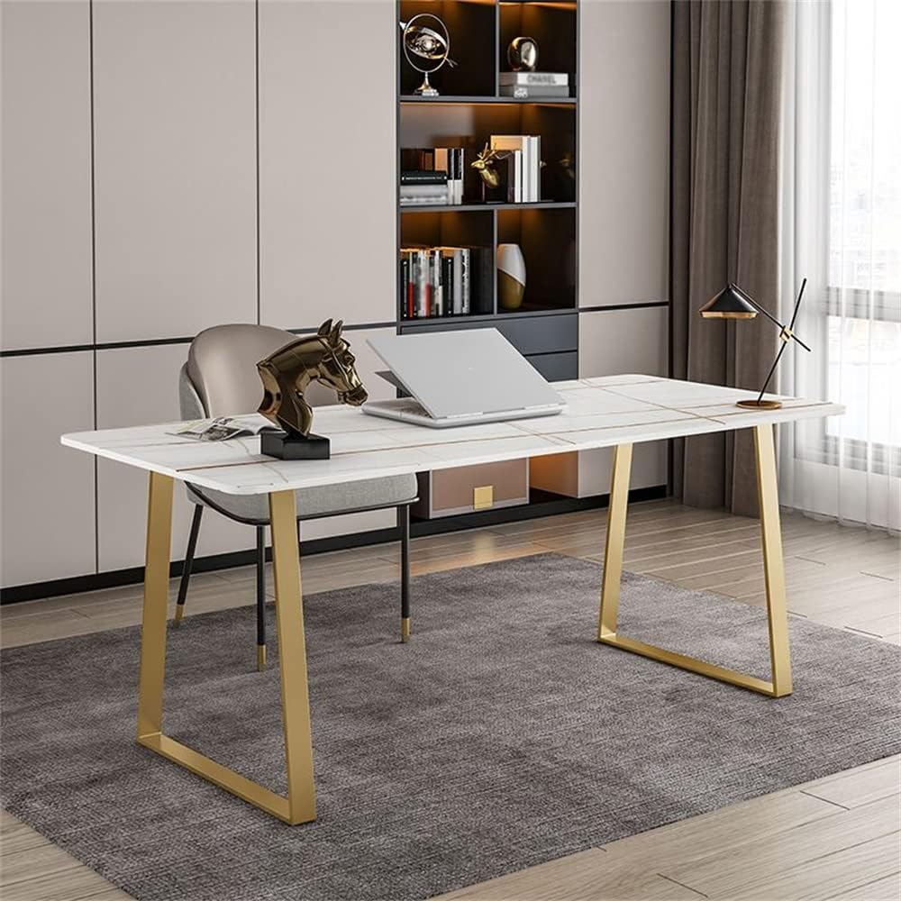 Amazon.com: LAKIQ Modern Stone Writing Desk Home Office Working Table ...