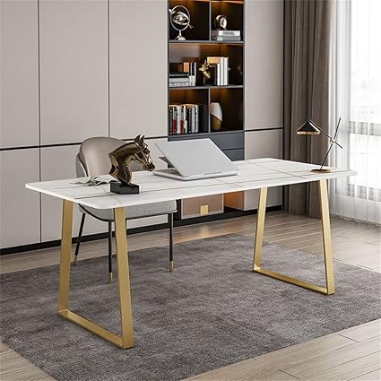 Amazon.com: LAKIQ Modern Stone Writing Desk Home Office Working Table ...