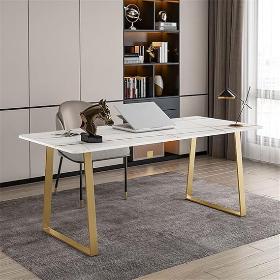 Amazon.com: LAKIQ Modern Stone Writing Desk Home Office Working Table ...