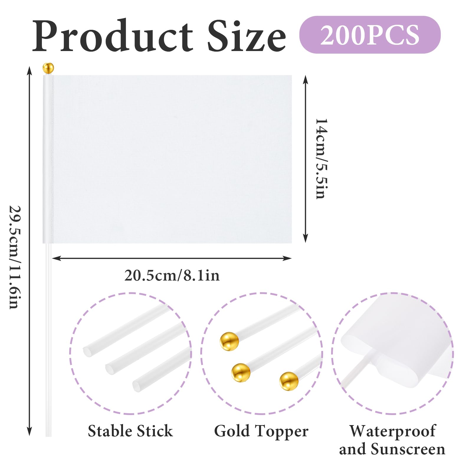 Snapklik.com : 200 Pcs Mini Sublimation Flags - White, Plain, DIY Color ...