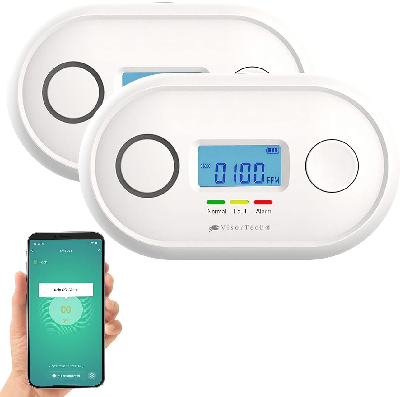 X-Sense Smart-Kohlenmonoxidmelder, WLAN-Kohlenmonoxidmelder, Echtzeit ...