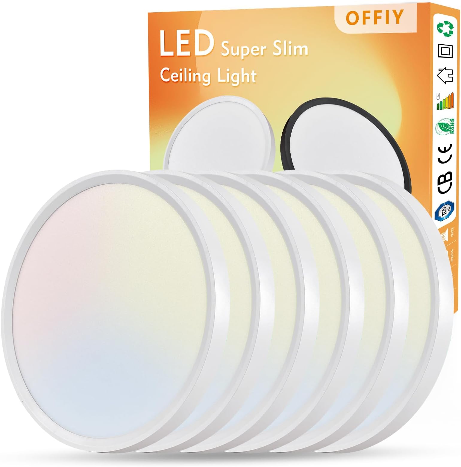 OFFIY 6PK 9 Inch Led Flush Mount Ceiling Light, 3000K/4000K/6000K CCT ...