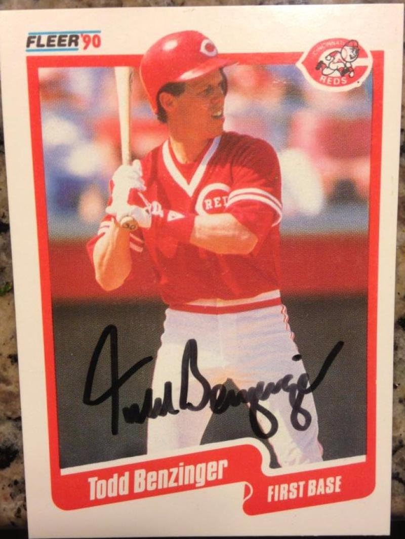 Amazon.com: Todd Benzinger Autographed 1990 Fleer #413 Signed in Black ...