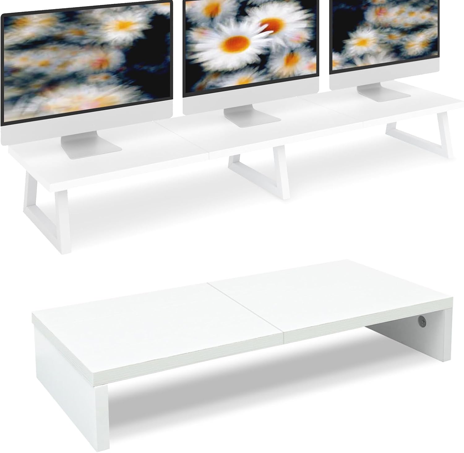 Amazon.com: TEAMIX 42 inch+20 inch Monitor Stand Wood & Steel Desktop ...