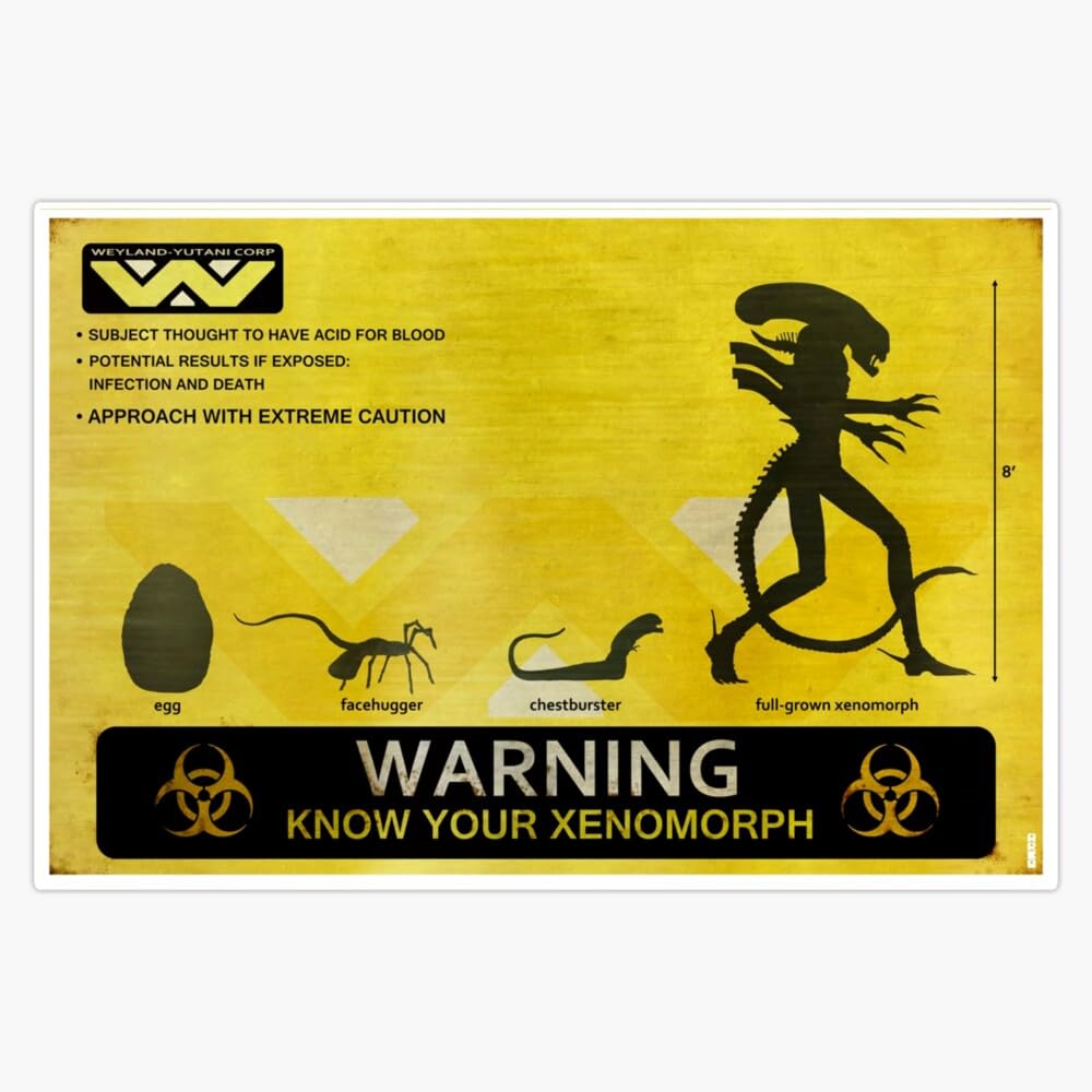 Amazon.com - Warning Know Your Xenomorph Vinyl Window Bumper Sticker ...