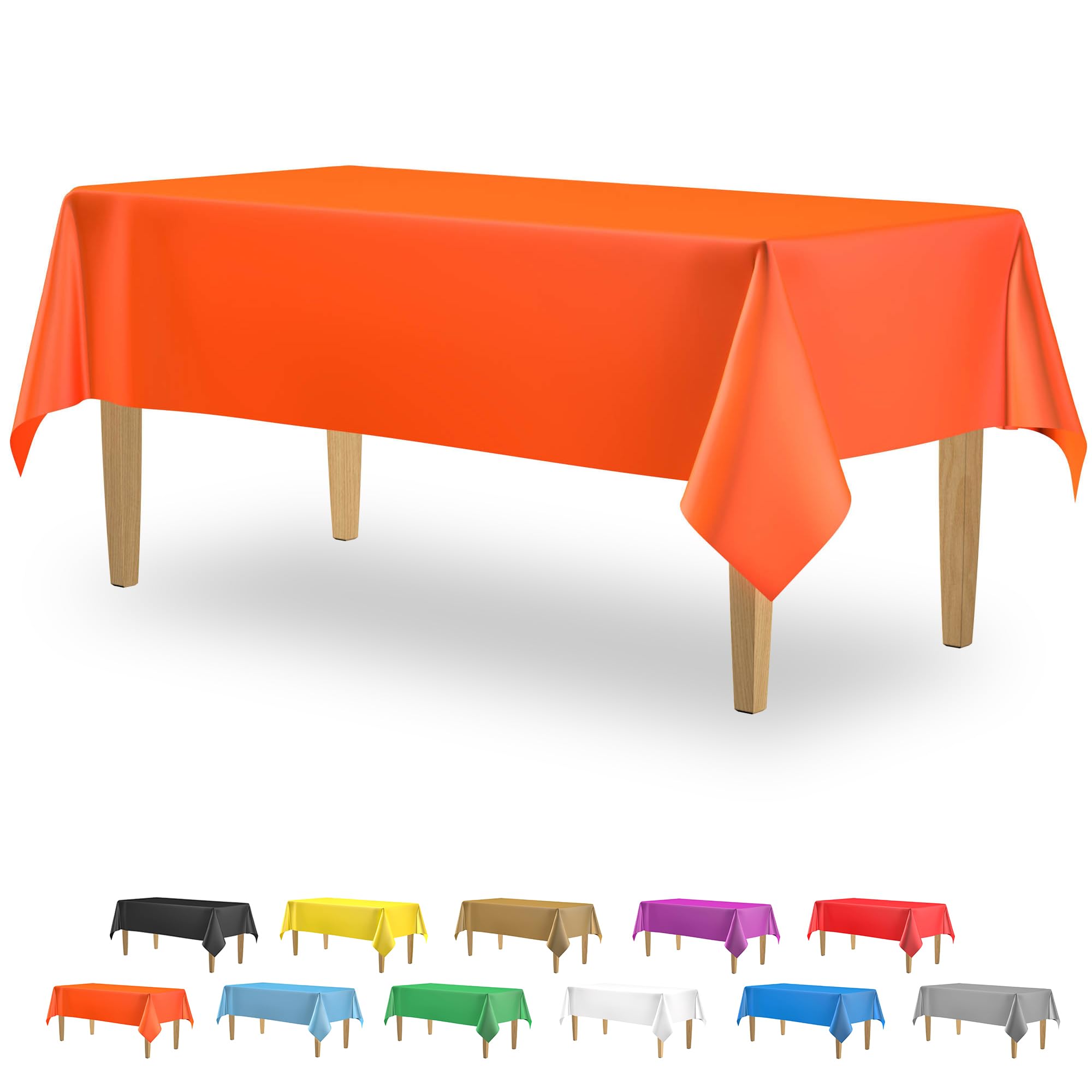 Amazon.com: 5 Pack Premium Orange Plastic Tablecloth - 108 x 54 in ...