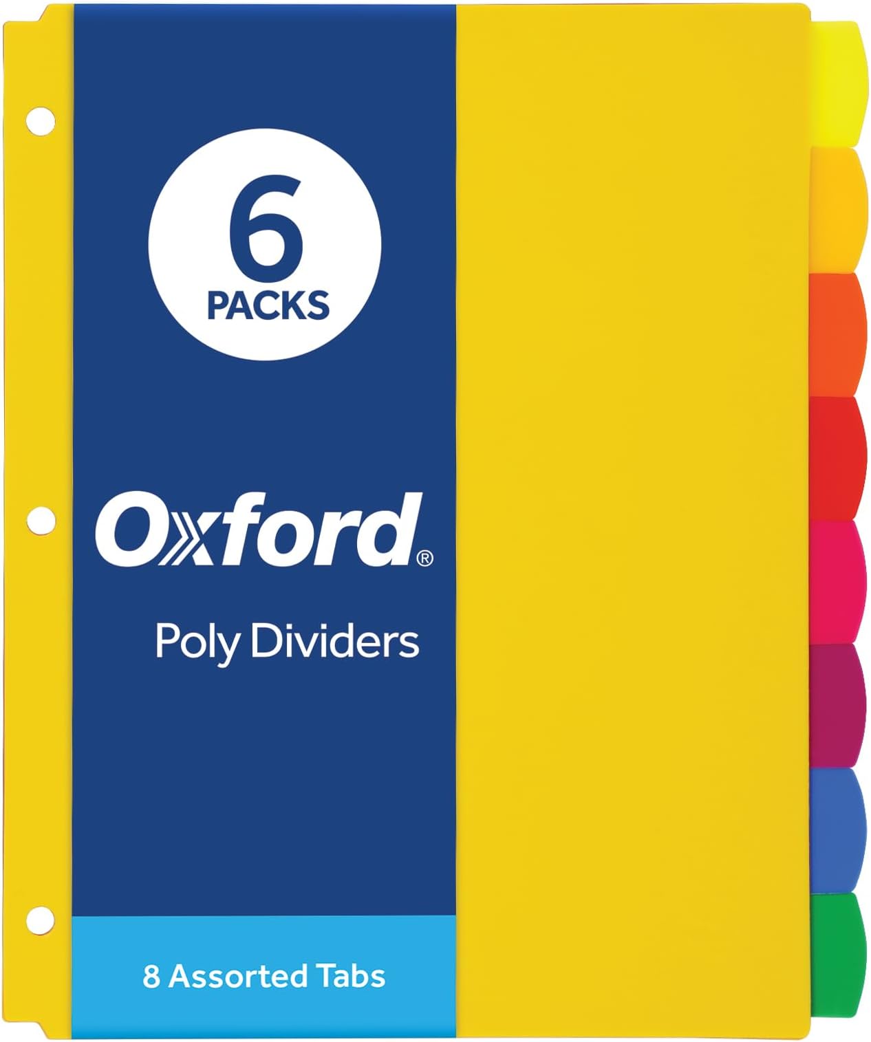 Amazon.com : Oxford 3 Ring Binder Dividers, 8 Tab, Insertable ...