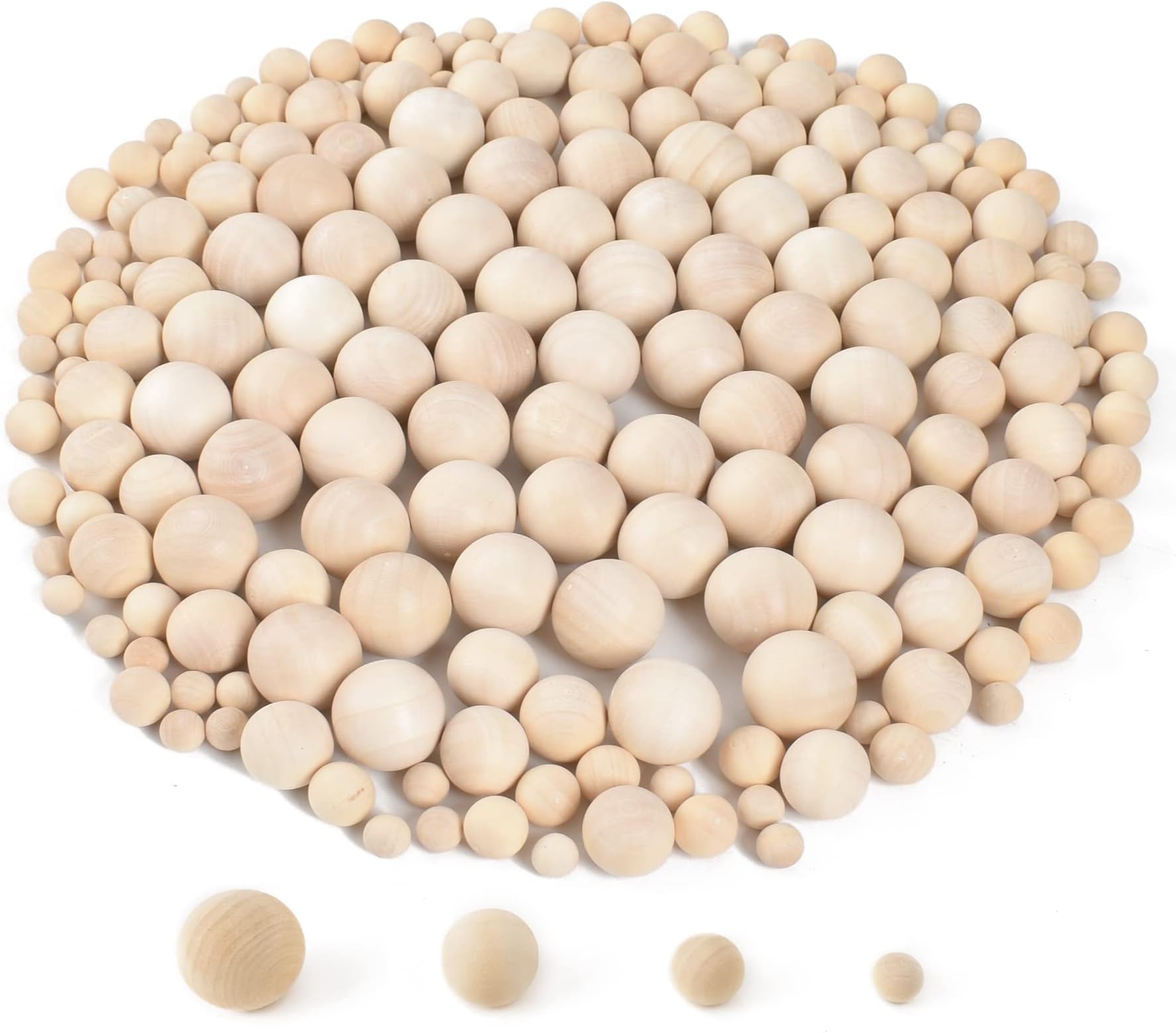 Amazon.com: mifengda 142 Pieces Round Wood Balls Unfinished Craft Wood ...