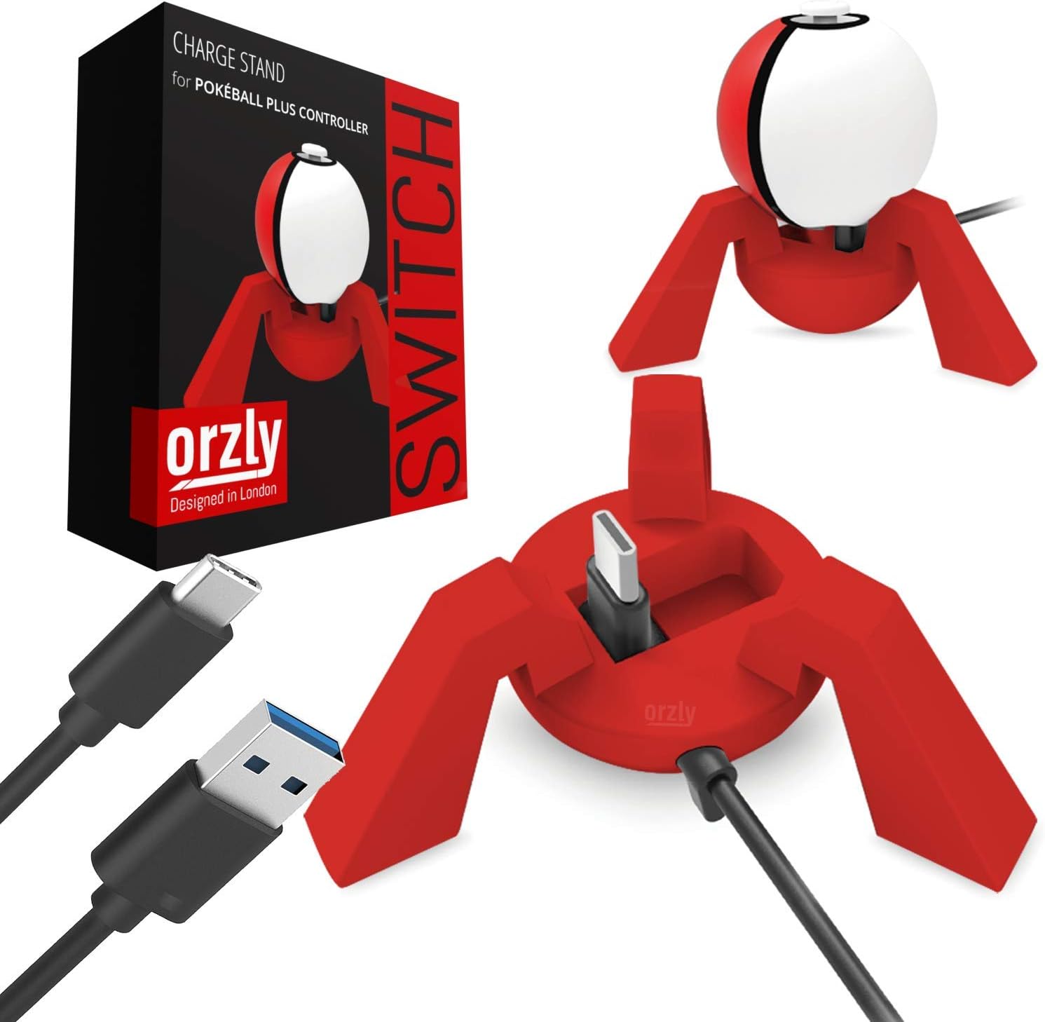 Amazon.com: Orzly Pokeball Switch Dock, Red, Charge Stand for Nintendo ...