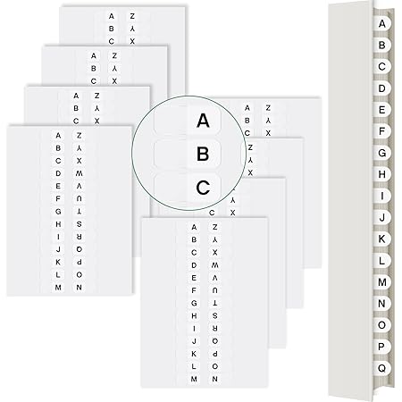 Amazon.com : Permanent Alphabet Tabs A-Z Tabs Indexes Self Adhesive ...