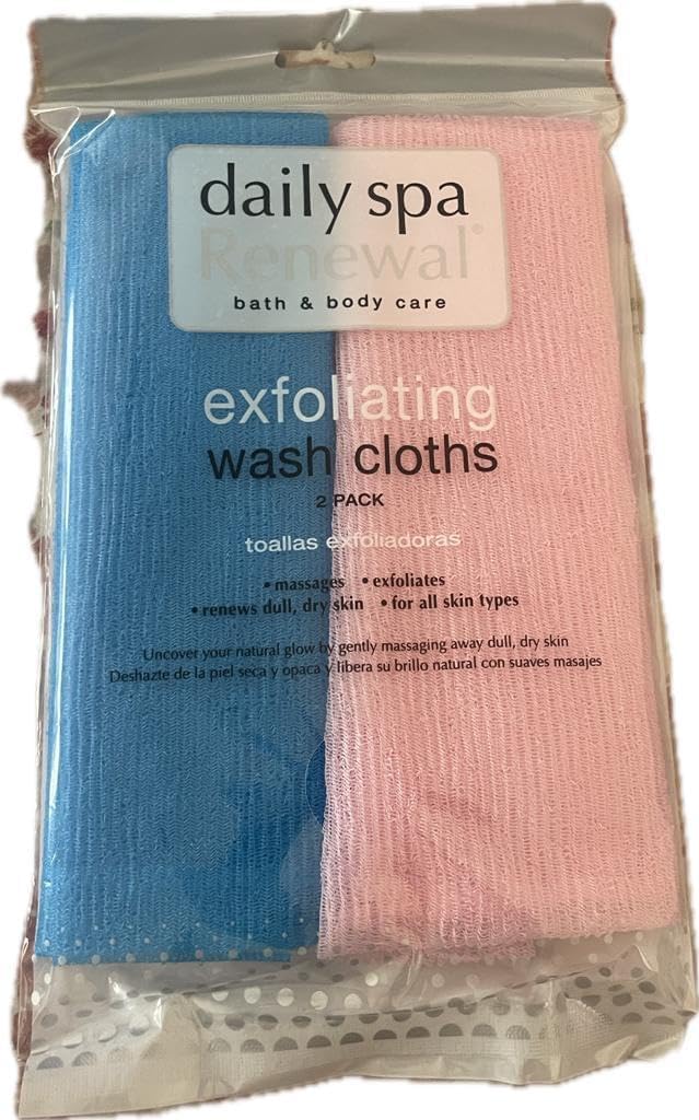 Amazon.com: Two Pack Exfoliating Wash Cloths (Blue and Light Pink ...