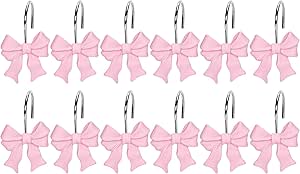 Amazon.com: Whaline 12Pcs Pink Bow Shower Curtain Hooks Cute Coquette ...