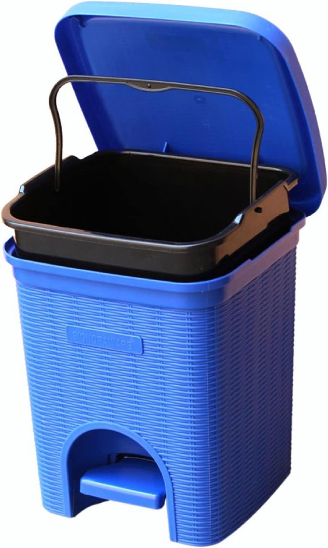 Nayasa Plastic Door Dustbin Small 14 Ltrs. - Mono Blue, Press-Top ...