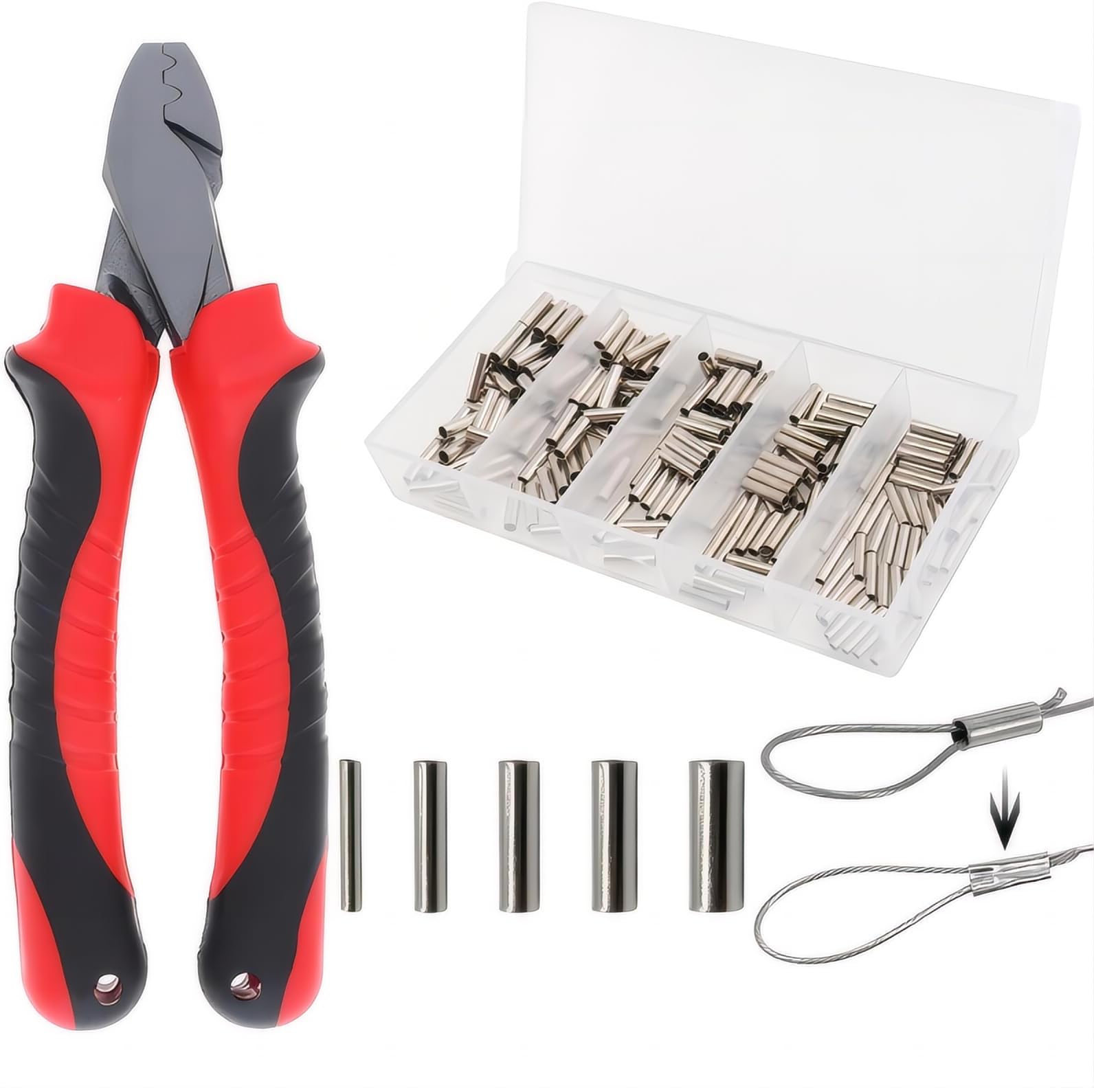 Amazon.com: Conskyee Fishing Crimping Tool Fishing Leader Kit for ...
