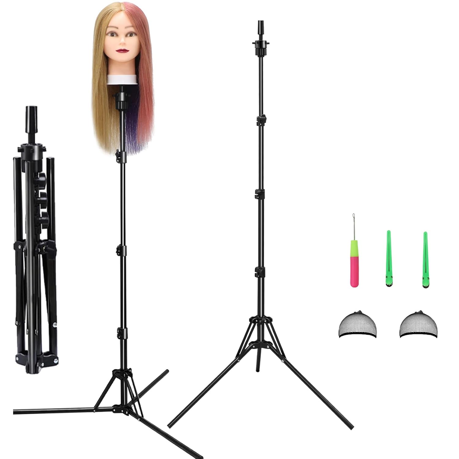 Amazon.com: XINMEIFA Mannequin Head Stand, Wig Stand Tripod, Foldable ...