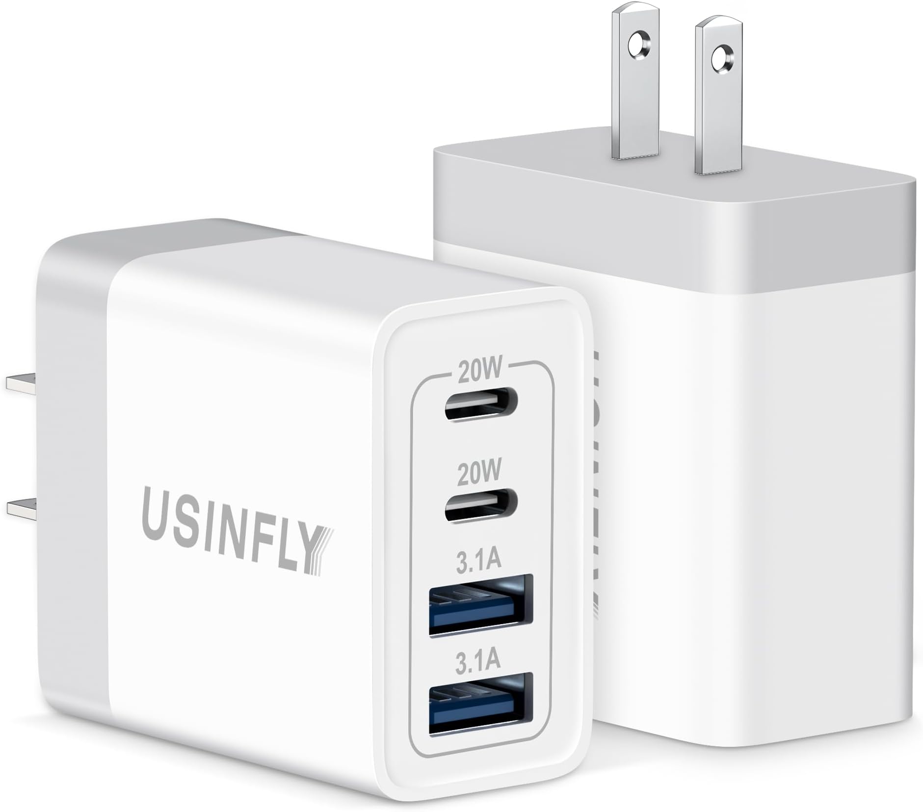 Amazon.com: USINFLY USB C Wall Charger, 2-Pack 40W 4-Port USB C Charger ...
