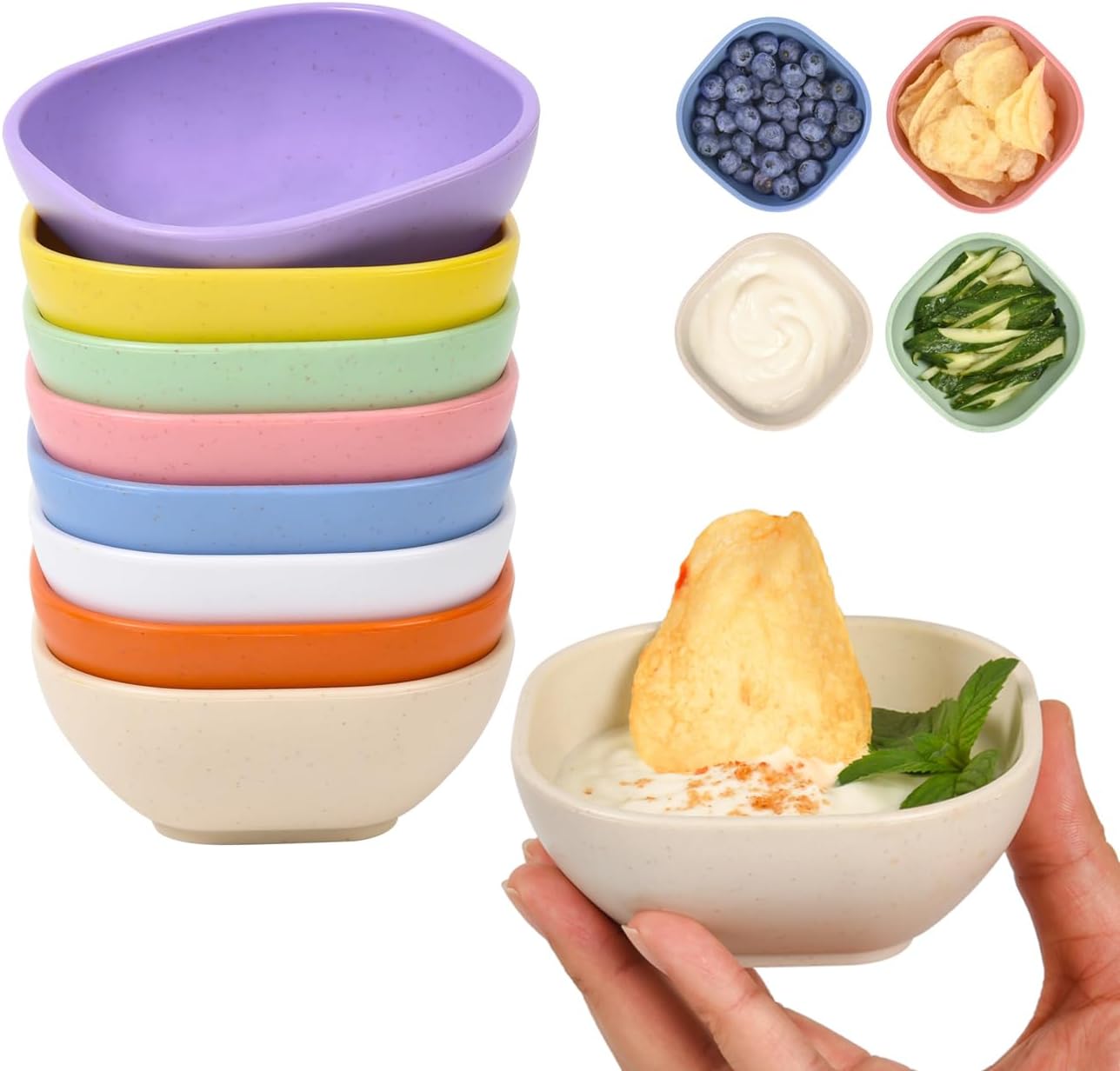 Amazon.com | BGHEOUYV 8 Pack Small Bowls, 4.5 OZ Assorted Colors ...