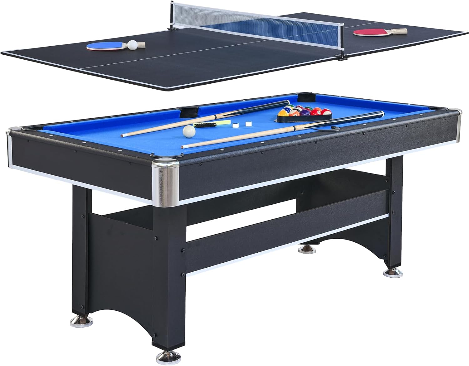 Amazon.com: 6-Ft Pool Table with Table Tennis Top - 2-in-1 Multi Game ...