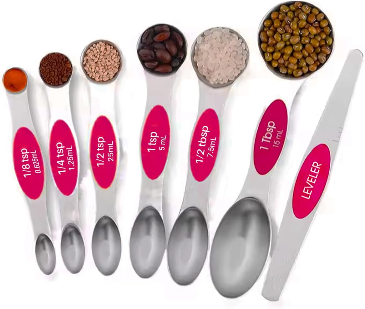 Amazon.com: Set of 7 Stainless Steel Magnetic Measuring Spoons Set with ...
