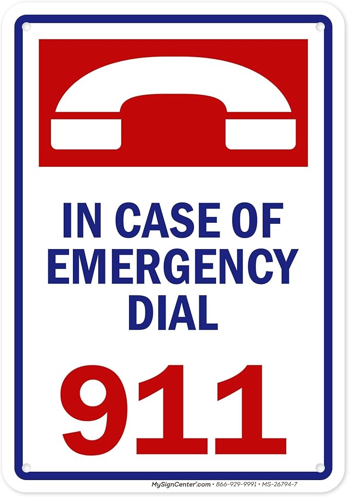 Amazon.com : In Case Of Emergency Dial 911 Sign, 10x7 Inches, Rust Free ...