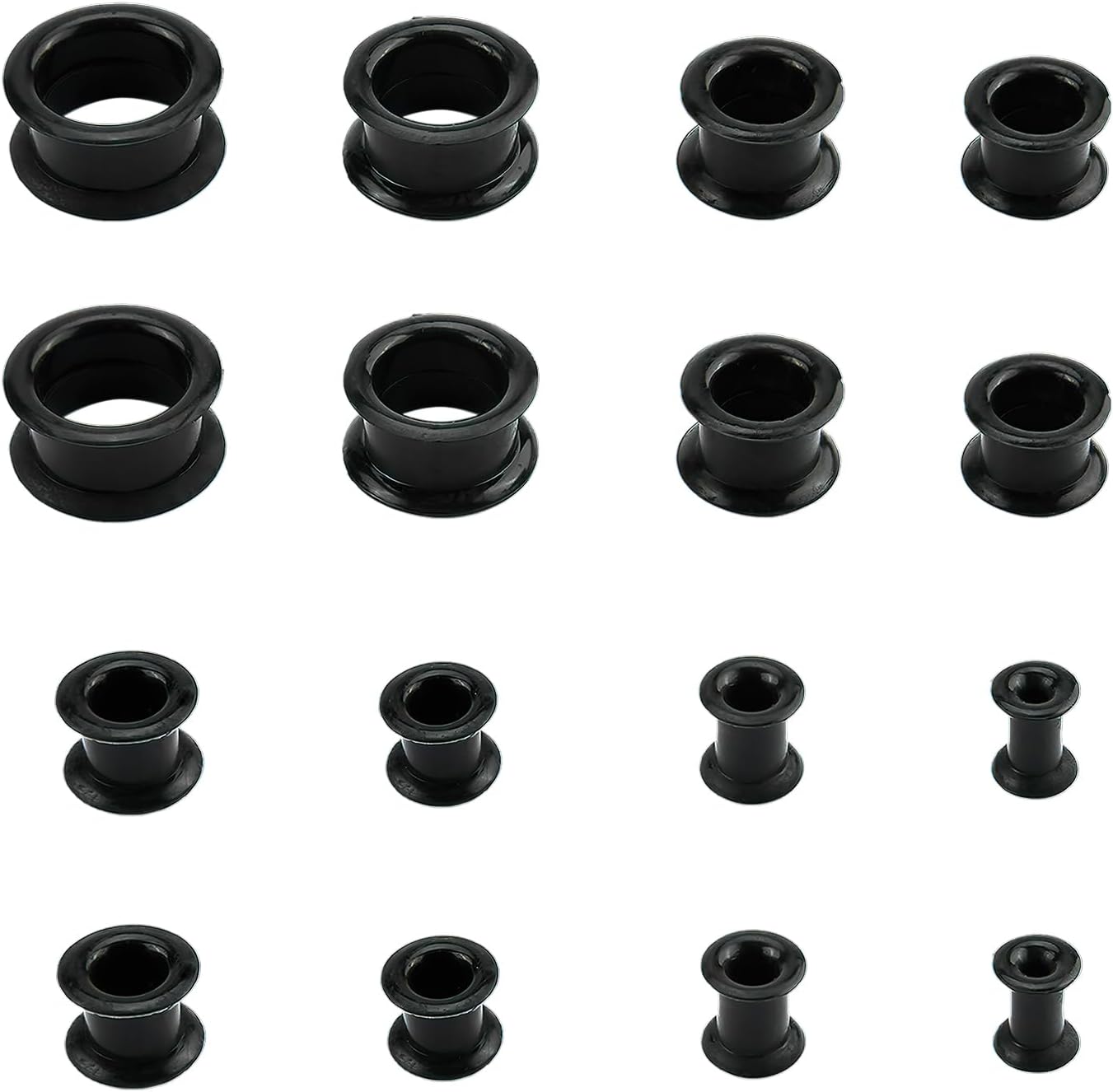 Clydewy 16pcs Silicone Flesh Tunnels Ear Black Edges Stretcher Ear ...