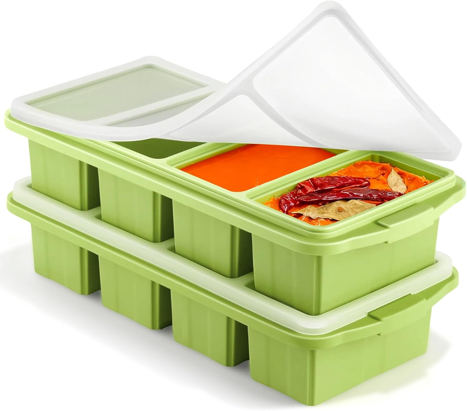 2 Pack Silicone Freezer Tray, 1 Cup/250 ml Soup Freezer Containers ...