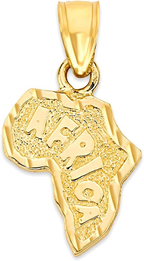 Amazon.com: 10k Real Solid Gold Dainty Africa Pendant, African Jewelry ...