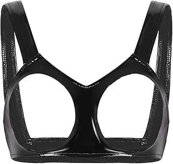 Amazon.com: YiZYiF Womens PVC Leather Wire-Free Cupless Shelf Bra ...