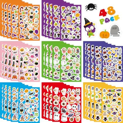 Amazon.com: 60 Sheets Halloween Stickers Crafts for Kids - Make-A ...